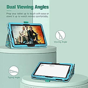 Fintie Folio Case for All-New Fire 7 Tablet (12th Generation, 2022 Release) Latest Model - Premium Vegan Leather Slim Fit Foldable Stand Cover with Auto Sleep/Wake, Shades of Blue