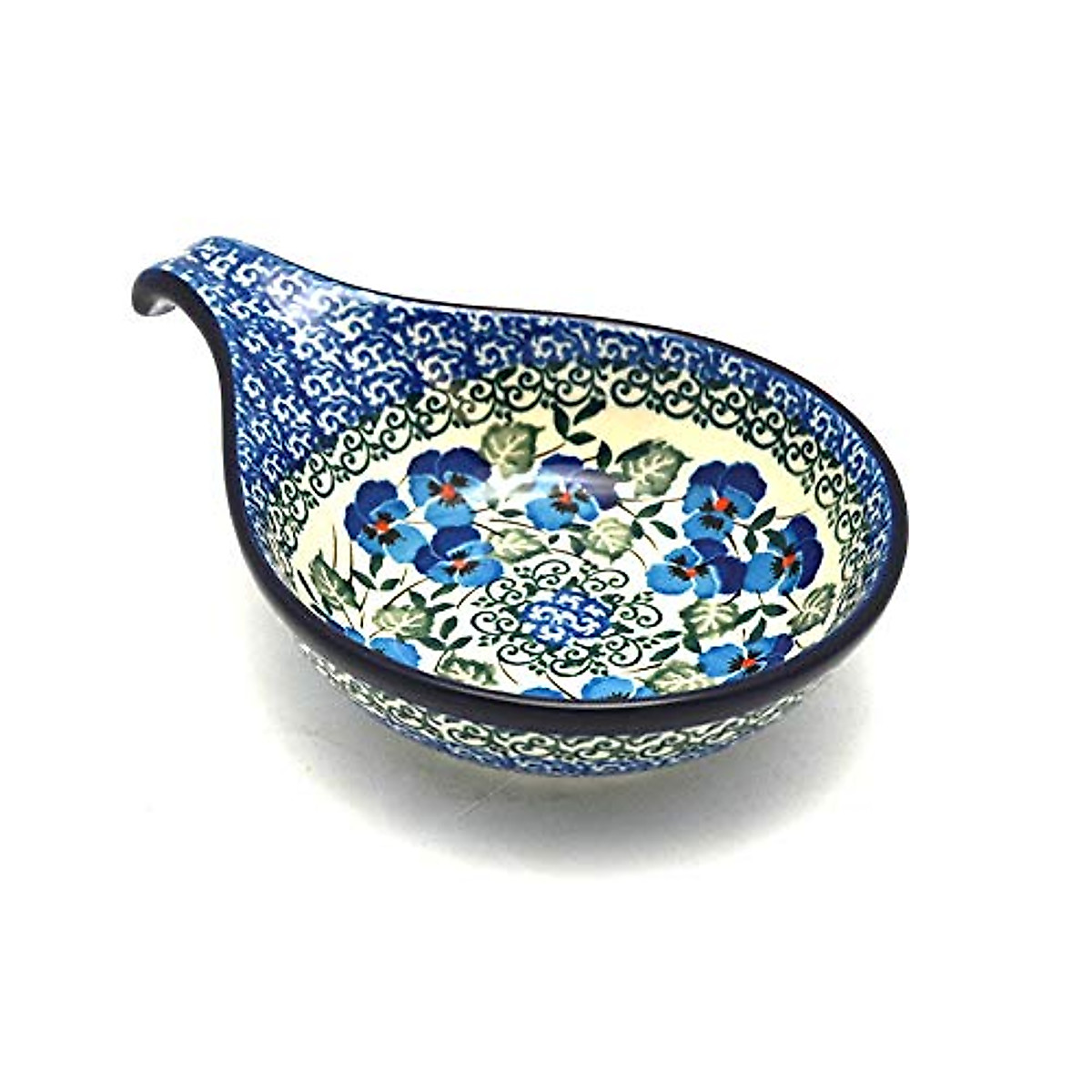 Polish Pottery Spoon/Ladle Rest - Winter Viola