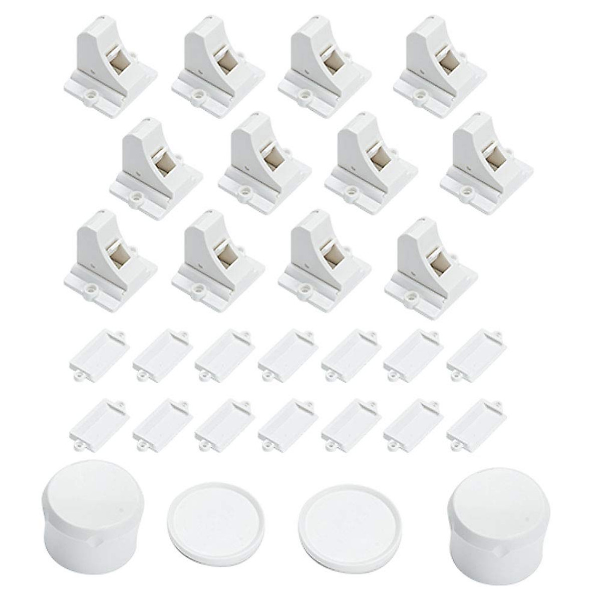 52 Pack - 12 Locks & 2 keys Magnetic Cabinet Locks bundle with 38 Pack Baby Proofing Outlet Covers