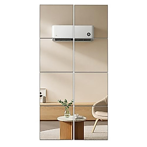 LTENG Frameless Glass Mirrors, Full Length Mirror Tiles 8PCS (8" X 8"),Large Wall for Gym,Bedroom,Door,Bathroom