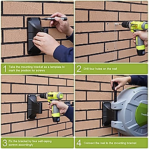 Automatic Hose Reel Retractable,Garden Hose Reel with Wall Mount,Water Hose Reels for Outside,1/2''x 92+6.5Ft Water Hose,9 Pattern Hose Nozzle,180° Swivel Bracket,Any Length Lock for Garden Hose Reel