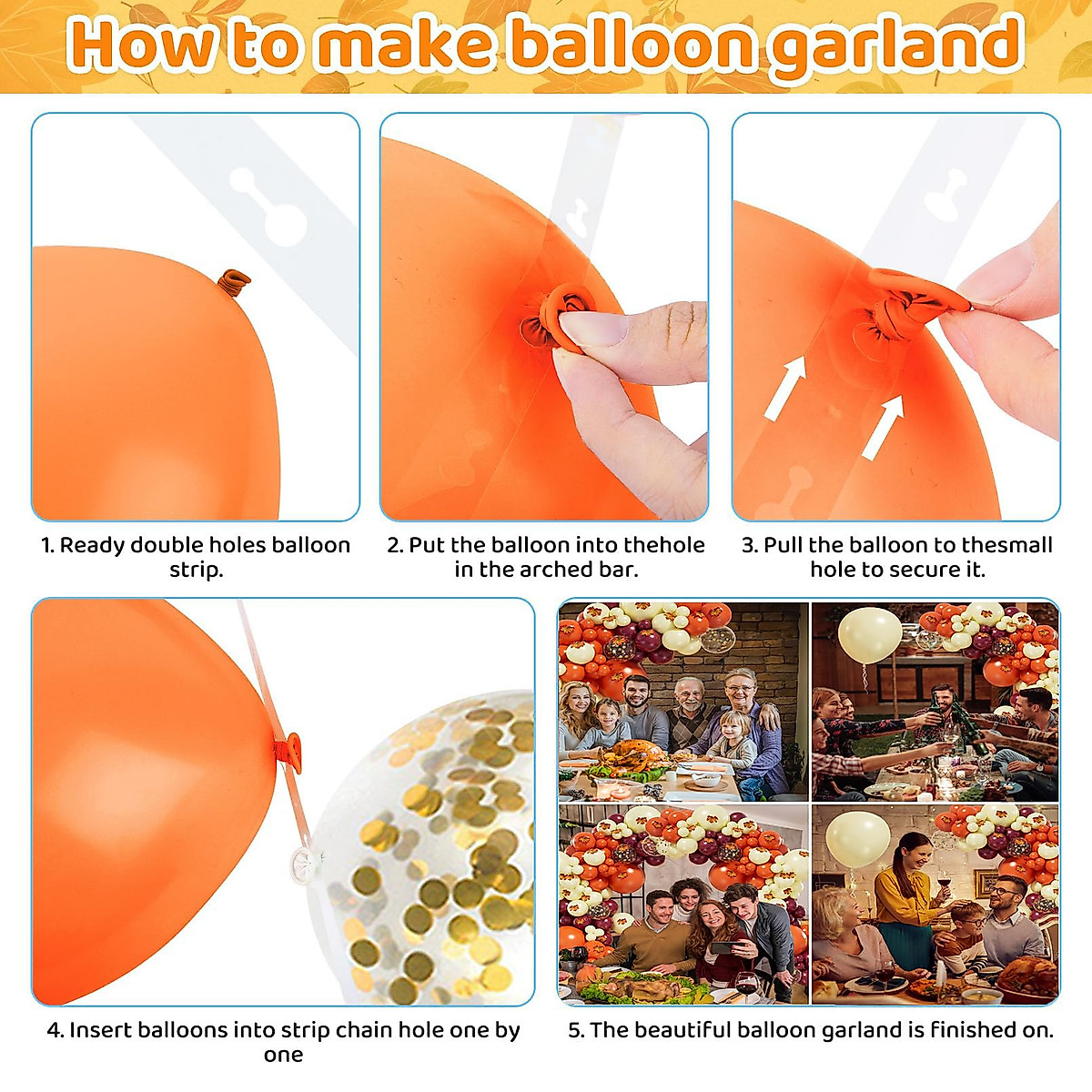 Bonropin 193pcs Fall Balloons Arch Garland Kit with Pastel Yellow Orange Burgundy Gold Confetti Balloons Maple Leaves for Fall Birthday Party Baby Shower Autumn Thanksgiving Friendsgiving Decorations