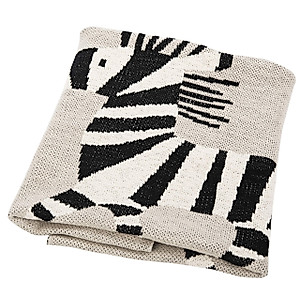 SAFAVIEH Baby Collection Zazu Zebra 32" x 40" Cotton Throw Blanket, Grey/Natural/Black
