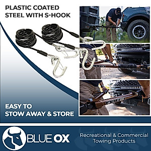Blue Ox BX88196 Safety Cable Kit , Black