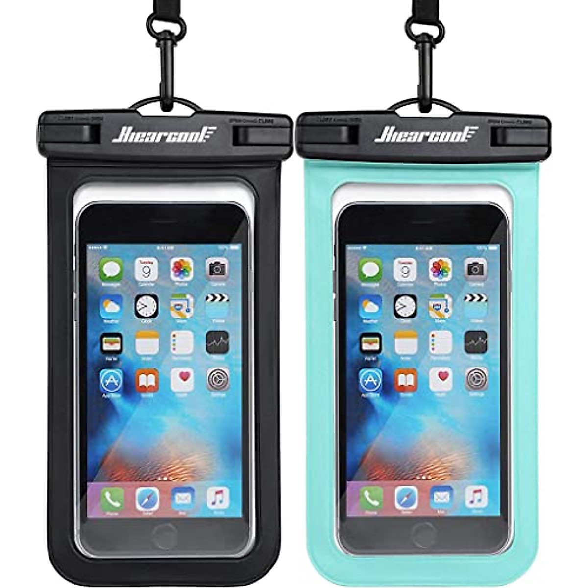 Hiearcool Waterproof Phone Pouch, Waterproof Phone Case for iPhone 14 13 12 11 Pro Max XS Plus Samsung Galaxy With Case Friendly, IPX8 Cellphone Dry Bag Beach Essentials for Cruise Travel -2 Pack-8.3"