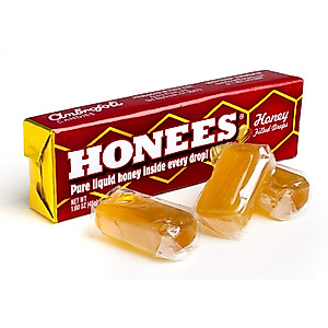Honees Honey Filled Cough Drops - 1.6oz Bar, Pack of 24 Menthol-Free Lozenges | Temporary Relief from Cough | Soothes Sore Throat | All Natural