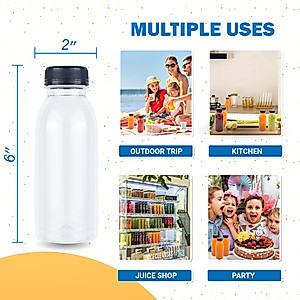 Holotap 42 Pcs 10 OZ Plastic Bottles with Caps, Empty PET Clear Disposable Bulk Juice Bottles with Black Tamper Evident Lids for Juicing, Protein Drinks and Other Beverage Containers