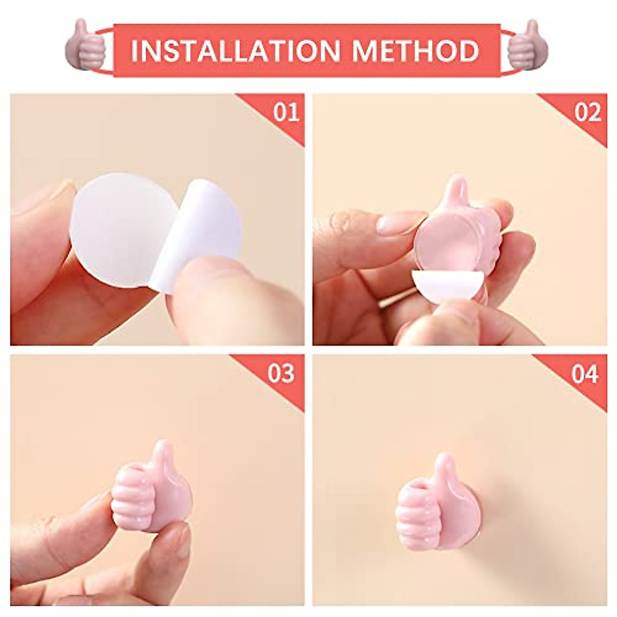 WAYUTO 12Packs Adhesive Hooks for Hanging Wall Decor Small Silicone Sticky Wall Hooks Damage Free Cord Holder Cute Hand Shape Utility Shower Hooks Hanger for Office Kitchen Bathroom
