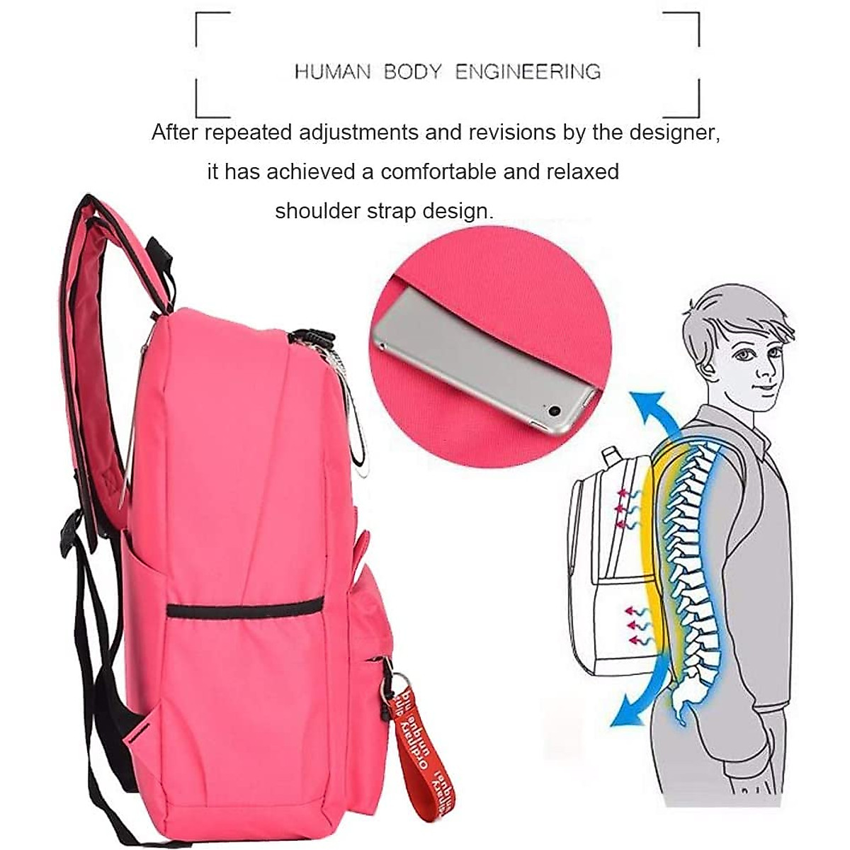 Hotmiss College Student Cute Cat Ear Canvas School Laptop Backpack Bags for Boys Girls Lightweight Daypack Travel Bag