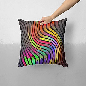 iiRov Swirled Neon Abstract Lines - Custom Decorative Home Decor Indoor or Outdoor Throw Pillow Cover Plus Cushion Set for Sofa, Bed or Couch (Pillow CASE Cover Plus Cushion)