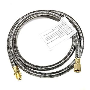 6FT Stainless Steel Braided Propane Hose Extension Assembly with 3/8" Female x 3/8" Male Flare for Gas Grill, RV Fire Pit