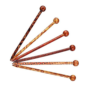 6 Pieces Wood Hair Sticks Japanese Hair Chopsticks for Hair Pins for Women Long Handmade Craft 13cm
