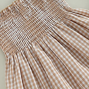 MERSARIPHY Toddler Baby Girl Dress Cotton Linen Baby Dress Sleeveless Sundress Girls Summer Clothes (Khaki Plaid, 3-4 Years)