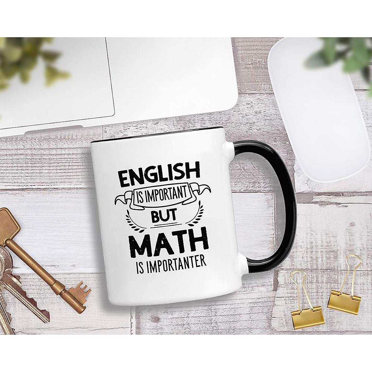 Funny Math Mug for Teachers. English is Important but Math is Importanter 11 oz Geek Coffee Cup. Mathematician Jokes Gift Idea for Professor or Student.
