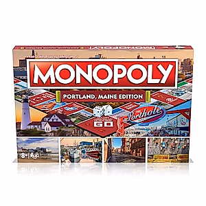 MONOPOLY Board game - Portland ME Edition: 2-6 Players Family Board Games for Kids and Adults, Board Games for kids 8 and up, for Kids and Adults, Ideal for Game Night