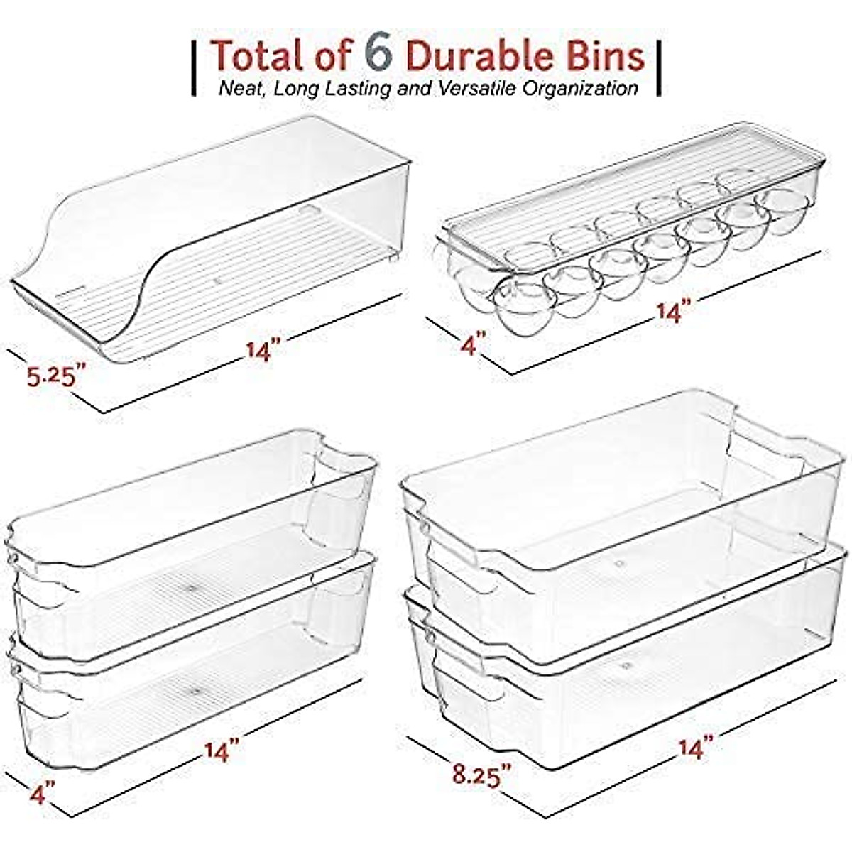 StorageMaid Stackable Storage Fridge Bins - Refrigerator Organizer Bins for Fridge, Freezer, Pantry and Kitchen. Includes Bonus Magnetic Dry-Erase Whiteboard & Markers Set (9-Piece Set)