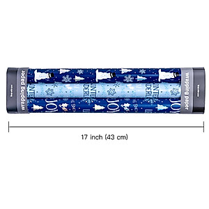 WRAPAHOLIC Christmas Wrapping Paper Roll - Mini Roll - 3 Rolls - 17 Inch x 120 Inch Per Roll - Blue and White Winter Wondland, Snowflake, Snowman Holiday Collection with Metallic Foil Shine