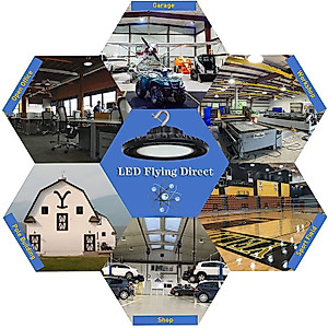 480V 240W UFO LED High Bay Light, 38400LM 5000K 1-10V Dimmable LED Shop Light, 5ft Cord 1000W HID/HPS Equivalent LED Warehouse Workshop Light, IP65 Waterproof DLC ETL Certified (240)