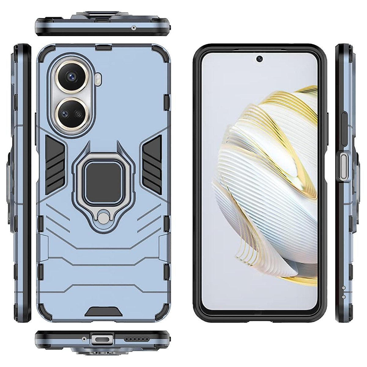 Huawei Nova 10 SE Case Cover, Bracket Shell Case for Huawei Nova 10 SE 4G BNE-LX1 BNE-LX3 Blue