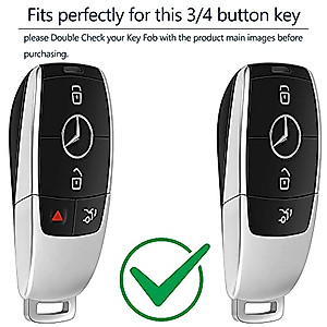 Lcyam Key Fob Cover Smooth Durable Remote Case Fits for Mercedes-Benz A220 E63S AMG E-Class GLE 350 4MATIC E300 E400 E43 W213 Smart Key 2019 2020 2021, Black