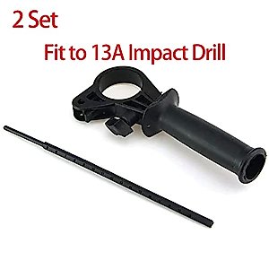 Still Awake 2Pcs Practical Universal Side Hammer Drill Handle and Rule Fits for Replacement Grinding Machine,Inner Ring Adjustment Range 41-44mm,With 0-200mm Scale Depth Ruler for 13A Impact Drill