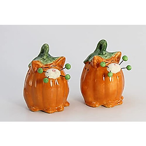 Fine Ceramic Whisker Cat Salt & Pepper Shakers Set by Amy Lacombe, 2-7/8" H