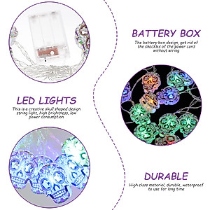 Uonlytech 1pc String Halloween Skull String Lights Halloween Decorations Lights Xmas Party Light Led Cute Lights Indoor Lights for Decoration Festival Night Light Battery Light Pumpkin