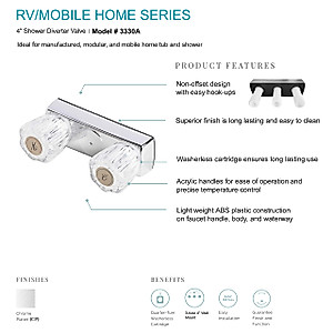 Laguna Brass 3330ABN Mobile Home Two Handle Non-Metallic 4" Shower Valve, Brushed Nickel Finish