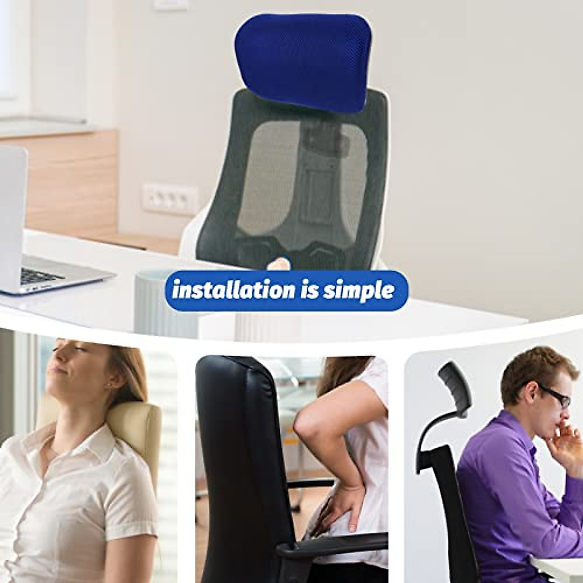 Tofficu Office Chair Headrest Attachment Computer Chair Headrest Adjustable Chair Head Cushion Head Rest for Office Chair(3.0cm Fixing Clips)