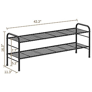 Dicasser 2-Tier Long Shoe Rack Organizer Extra Large Capacity for 18 Pairs,Black