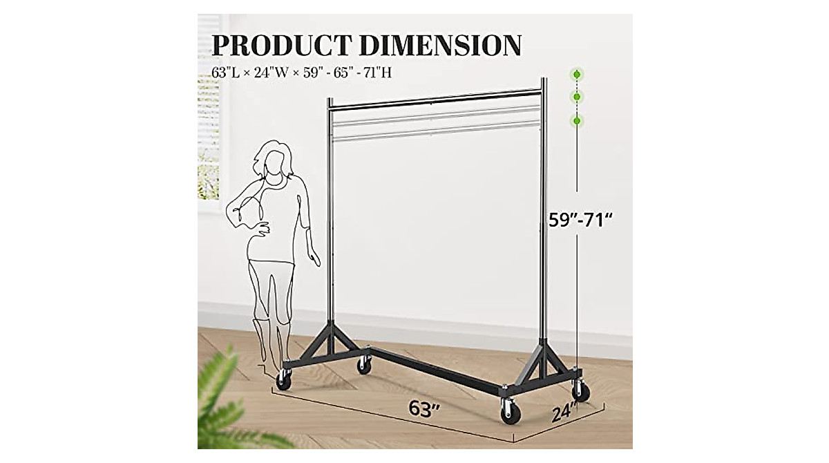 HOKEEPER Heavy Duty Adjustable Clothing Rack on Wheels
