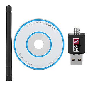 ASHATA USB Adapter 300Mbps, USB 2.0 Network Dongle with High Gain Antenna for PC/Desktop/Laptop/Tablet, 2.4GHz?802.11b/g/n, Support 2000, XP, Vista, 7,