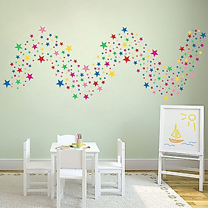 ANFRJJI Colorful Star Wall Sticker - Colorful Star Wall Decal - Colorful Star Wall Art - PVC Removable Wall Decor for Kids Room - Rainbow Colors Primary 6 Colors Star Decals - 318 piece Color Stars