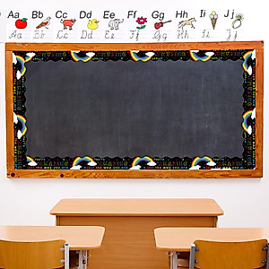 AnyDesign 69ft Inspirational Quote Bulletin Board Borders Growth Mindset Motivational Board Borders Stickers Scalloped Borders Trim for School Classroom Chalkboard Office Wall Party Decor,60Pcs