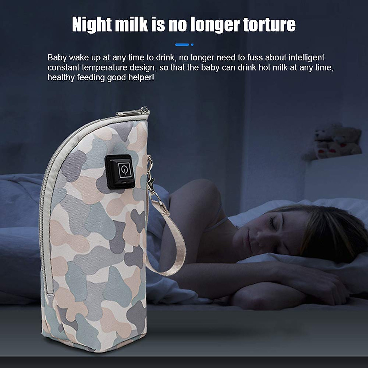 Portable Bottle Warmer, Milk Drink Heat Keeper USB Baby Bottle Warmer for Car Travel Indoor Outdoor Infant Bottle Thermostat 3 Gear Keep Warm(Camouflage)