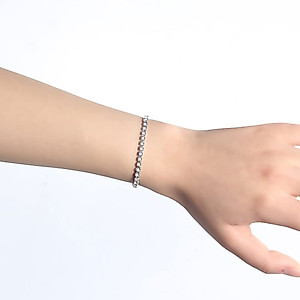 Auoy Dhof Tennis Bracelet Titanium Steel Bracelet Ladies Bracelet Double Buckle Adjustable AAA Cubic Zirconia (Steel Color (2))