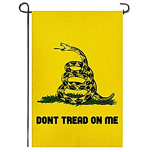 Shmbada Gadsden Don't Tread on Me Burlap Garden Flag, Double Sided Premium Material, Seasonal Outdoor Banner Decorative Small Flags for Home House Yard Lawn Patio, 12.5 x 18.5 Inch