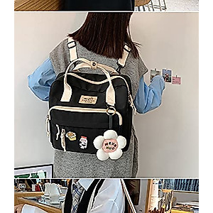 Kawaii Canvas School Backpack with Pendant, Laptop Shoulders Bag, Back to School Off to College Supplies…