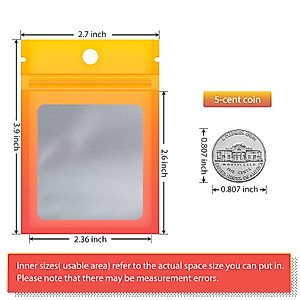 Funfery 100 Pieces Resealable Smell Proof Bags for Food Storage,Clear Cute Mylar Bags for Small Business Foil Ziplock Packaging Bags for Sample Jewelry Eyelash Gloss(Yellow Orange,2.7×3.9in)