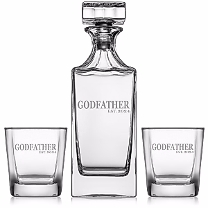 Whiskey Decanter Gift Set With 2 Whiskey Old Fashioned Rocks Glasses Godfather Est 2024
