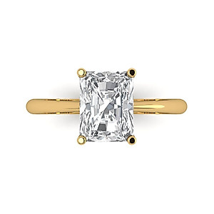 Clara Pucci 2.5ct Radiant Cut Solitaire Genuine Moissanite Wedding Bridal Designer Anniversary Engagement Ring in 14k Yellow Gold