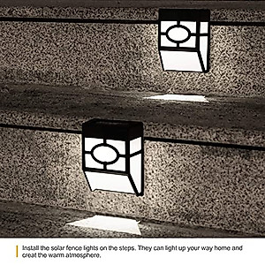 Otdair Solar Fence Lights Outdoor, 8 Pack LED Fence Solar Lights Waterproof, Garden Solar Deck Lights for Post, Patio, Step, Stair, Pathway and Yard, White