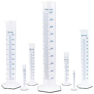 1000ml Plastic Graduated Cylinder, Printed and Molded Graduations, Single Metric Scale, Polypropylene, Karter Scientific 237O2 (Single)