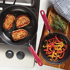 Rachael Ray Create Delicious Deep Hard Anodized Nonstick Frying Pan Set / Skillet Set - 9.5 Inch and 11.75 Inch, Gray
