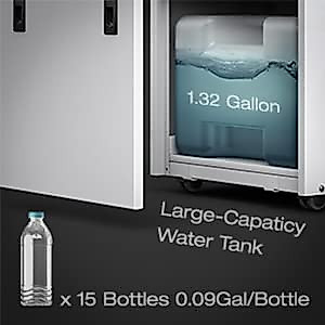 Kesnos 155 Pint Commercial Dehumidifier with 6.56 ft Drain Hose and 1.32 Gallon Water Tank for Space up to 7500 Sq. Ft - 24 Hr Timer Ideal for Basements, Industrial or Commercial Spaces and Job Sites
