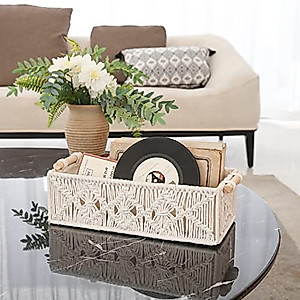 Mkono 4 Pcs Macrame Storage Baskets Boho Decor Box Makeup Brush Holder Organizer