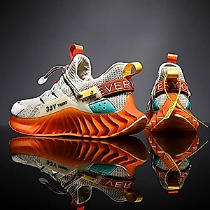 Ahico Mens Running Sneakers Walking Shoes Mesh Comfortable Lightweight Tennis Breathable Sport Casual Athletic Workout Orange, 9.5