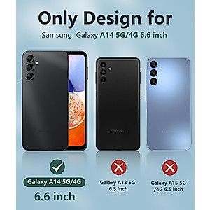 FNTCASE for Samsung Galaxy A14-5G Case: Shockproof Silicone Protective Phone Case with Built-in Screen Protector - Slim Dual Layer Rugged Sturdy Drop Proof TPU Protection Cover (Plain Black)