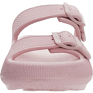 WHITIN Shower Slides Women Men Platform Thick Sole Comfortable Adjustable Double Buckle Slippers Open Toe Massage Sandles Female Bathroom Soft Pillow Sandals Pink