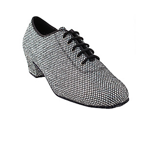 Very Fine Dance Shoes - Ladies Practice, Cuban Low Heel, Waltz Ballroom Dance Shoes - 2001-1.5-inch Heel and Foldable Brush Bundle - Black Sparklenet - 8.5